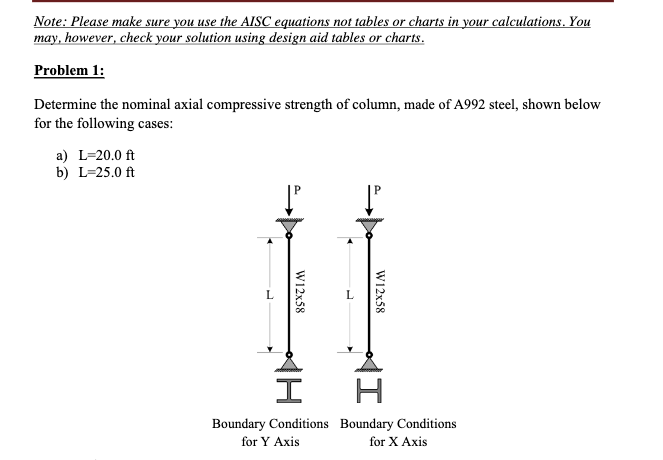 Solved Note: Please make sure you use the AISC equations not | Chegg.com