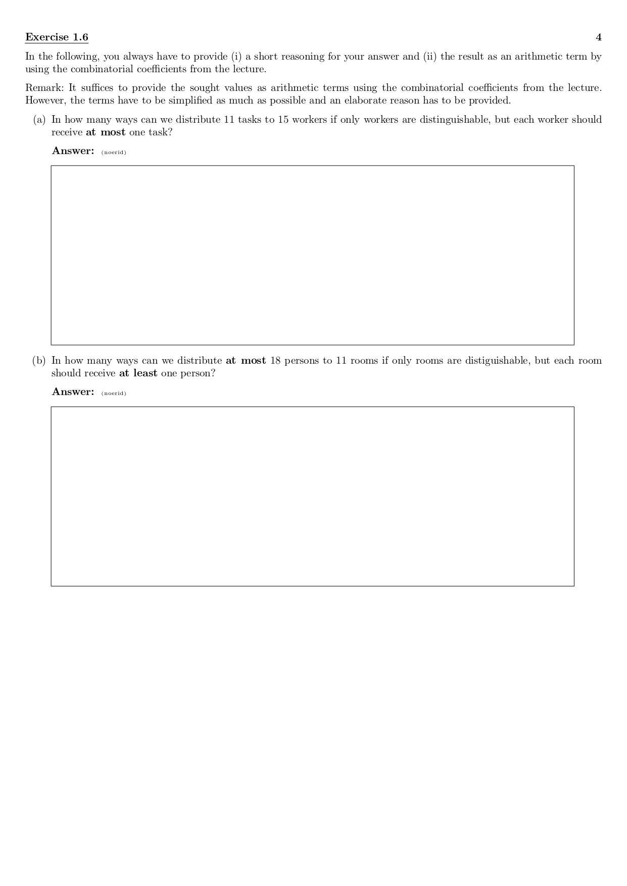 Solved Exercise 1.6In the following, you always have to | Chegg.com