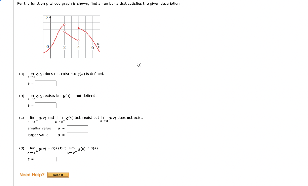 Solved For the function g whose graph is shown, find a | Chegg.com