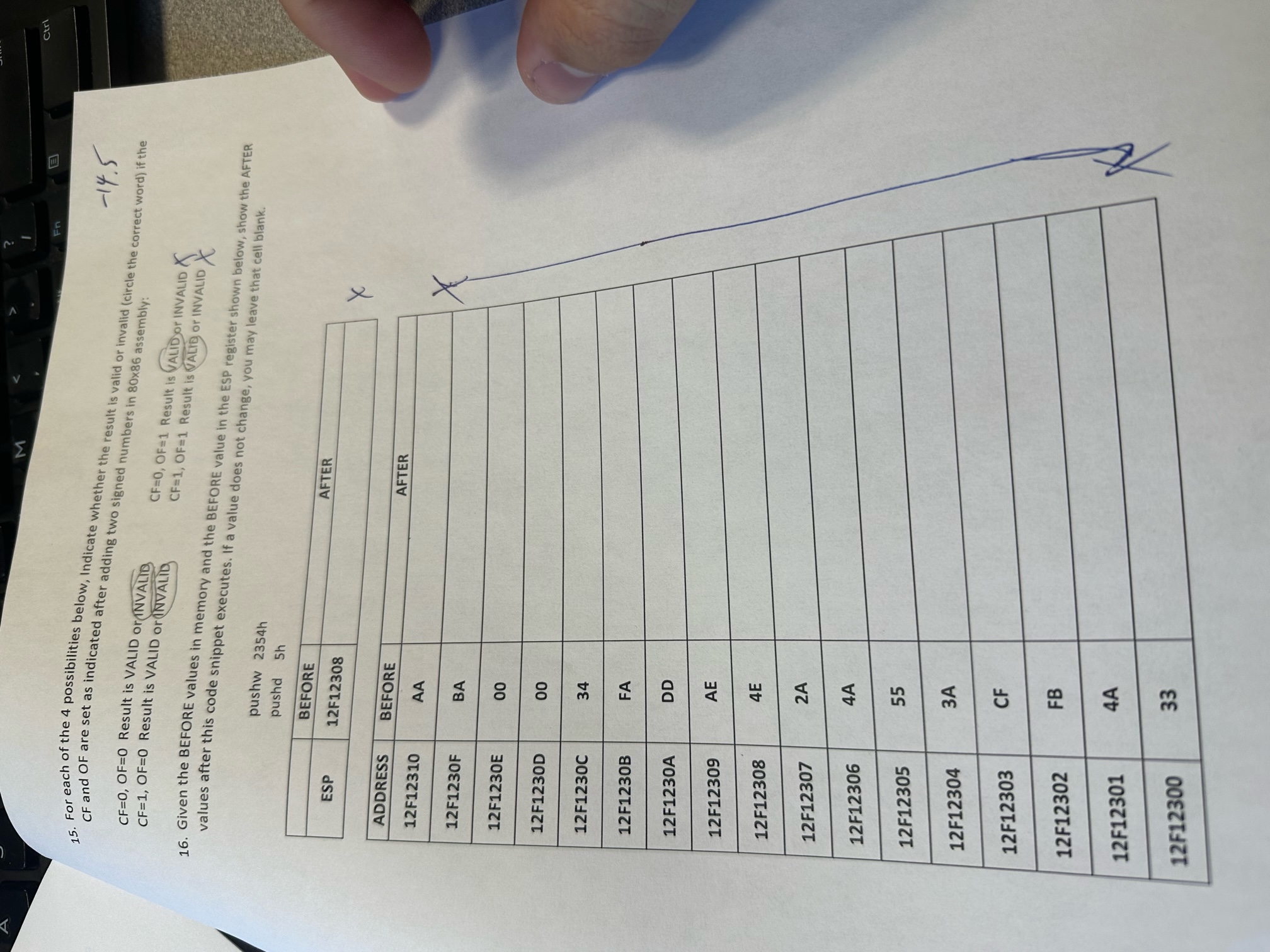 Solved CF and OF are set as indicated after adding two | Chegg.com