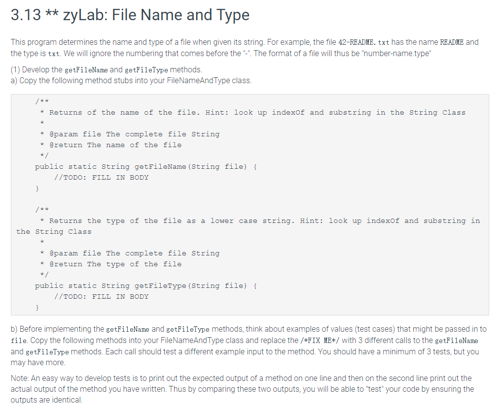 Solved 3.13 ** zyLab: File Name and Type This program | Chegg.com