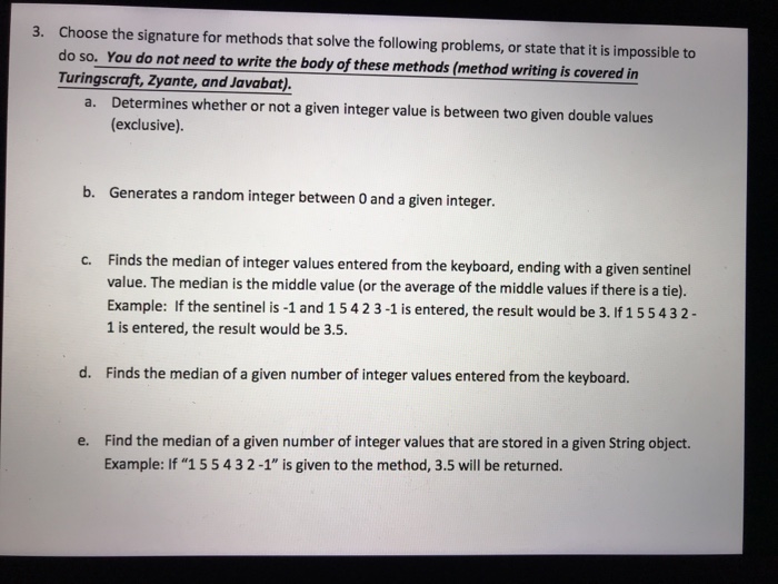 Solved Choose the signature for methods that solve the | Chegg.com