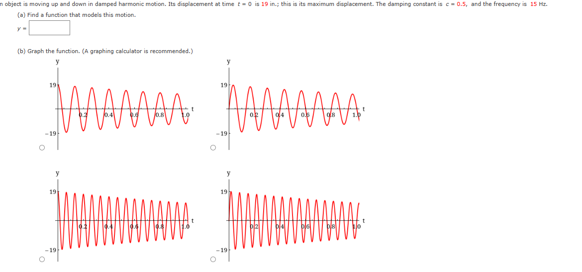 Solved A Find A Function That Models This Motion Y B 1250