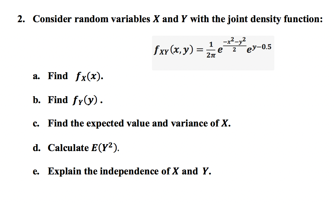 Solved 2. Consider random variables X and Y with the joint | Chegg.com