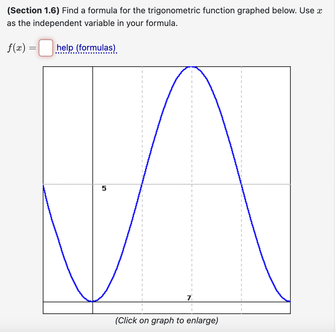 Solved (Section 1.6) Find a formula for the trigonometric | Chegg.com