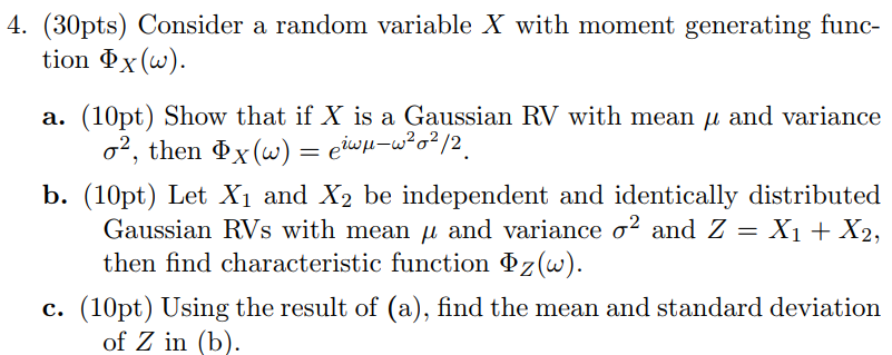 Solved (30pts) ﻿Consider a random variable x ﻿with moment | Chegg.com