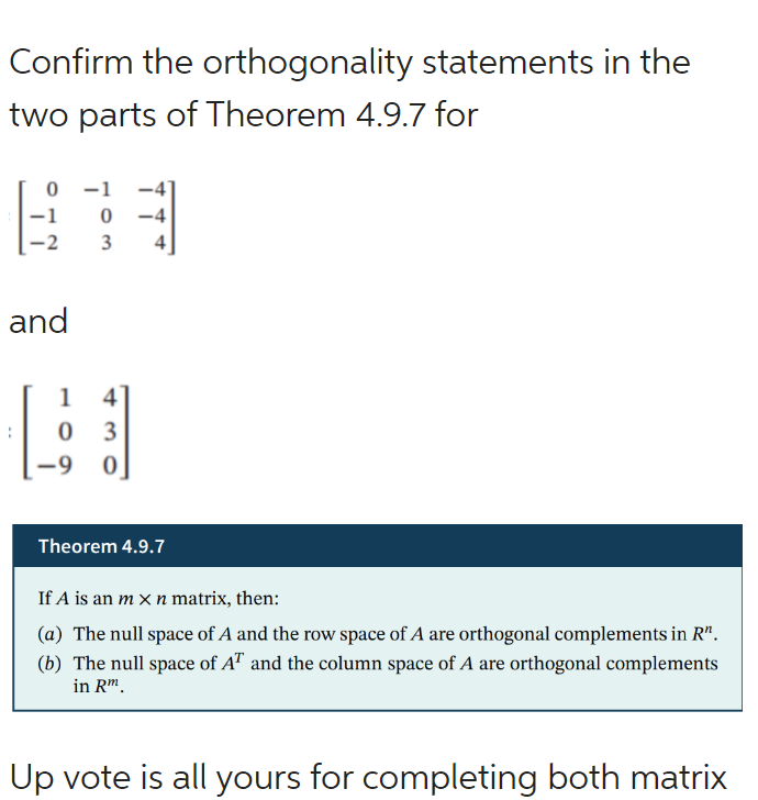 Solved Confirm the orthogonality statements in the two parts | Chegg.com
