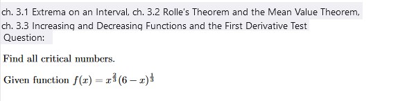 Solved ch. 3.1 Extrema on an Interval, ch. 3.2 Rolle's | Chegg.com