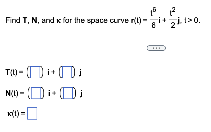 Solved Find T,N, and κ for the space curve | Chegg.com