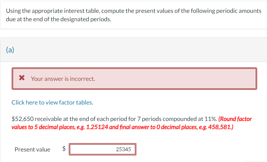 Solved Using the appropriate interest table, compute the | Chegg.com