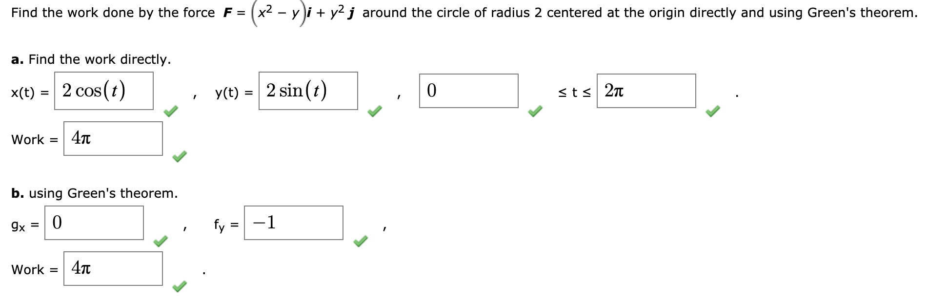 Solved Find the work done by the force F = (x2 - yli + y2 j | Chegg.com
