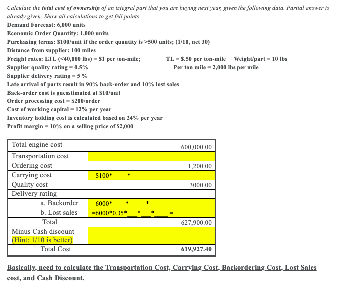 Calculate the total cost of ownership of an integral | Chegg.com