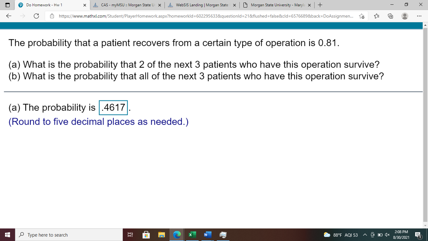 Solved e Do Homework - Hw 1 Х CAS - myMSU: Morgan State UX | Chegg.com