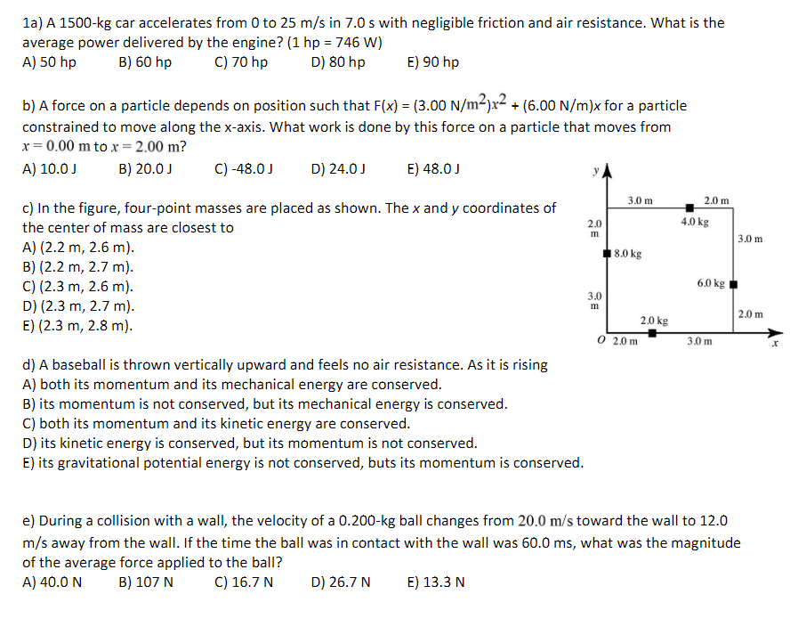 Solved 1a A 1500 kg Car Accelerates From 0 To 25 M s In 7 0 Chegg