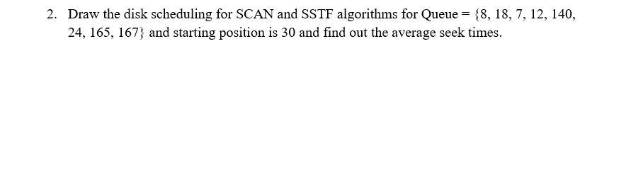 Solved 2. Draw the disk scheduling for SCAN and SSTF | Chegg.com