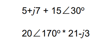 Solved 5+j7+15∠30∘ 20∠170∘∗21−j3 | Chegg.com