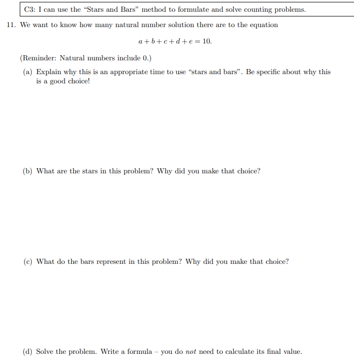Solved C3: I can use the "Stars and Bars" method to | Chegg.com