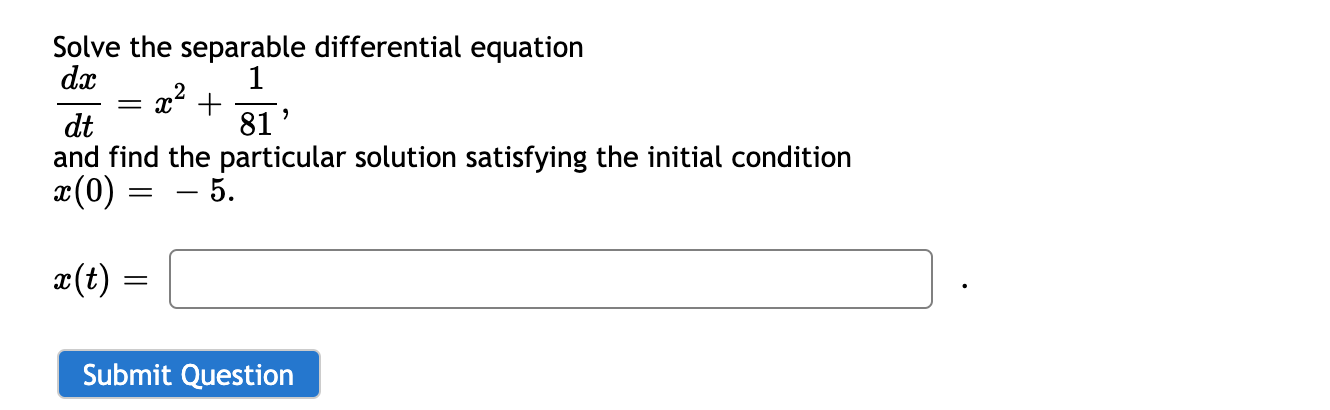 Solved Solve the separable differential | Chegg.com
