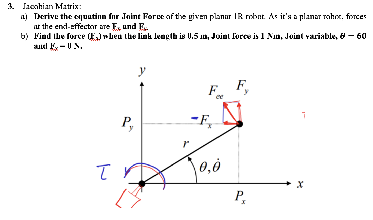 Solved 3. Jacobian Matrix: a) Derive the equation for Joint | Chegg.com
