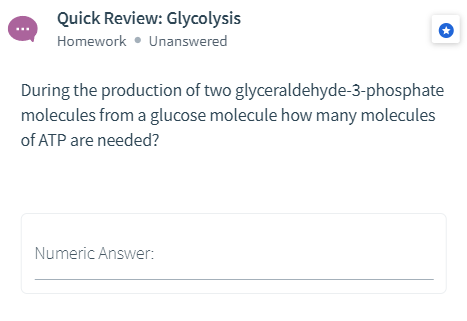 Solved Quick Review: Glycolysis Homework. Unanswered During | Chegg.com