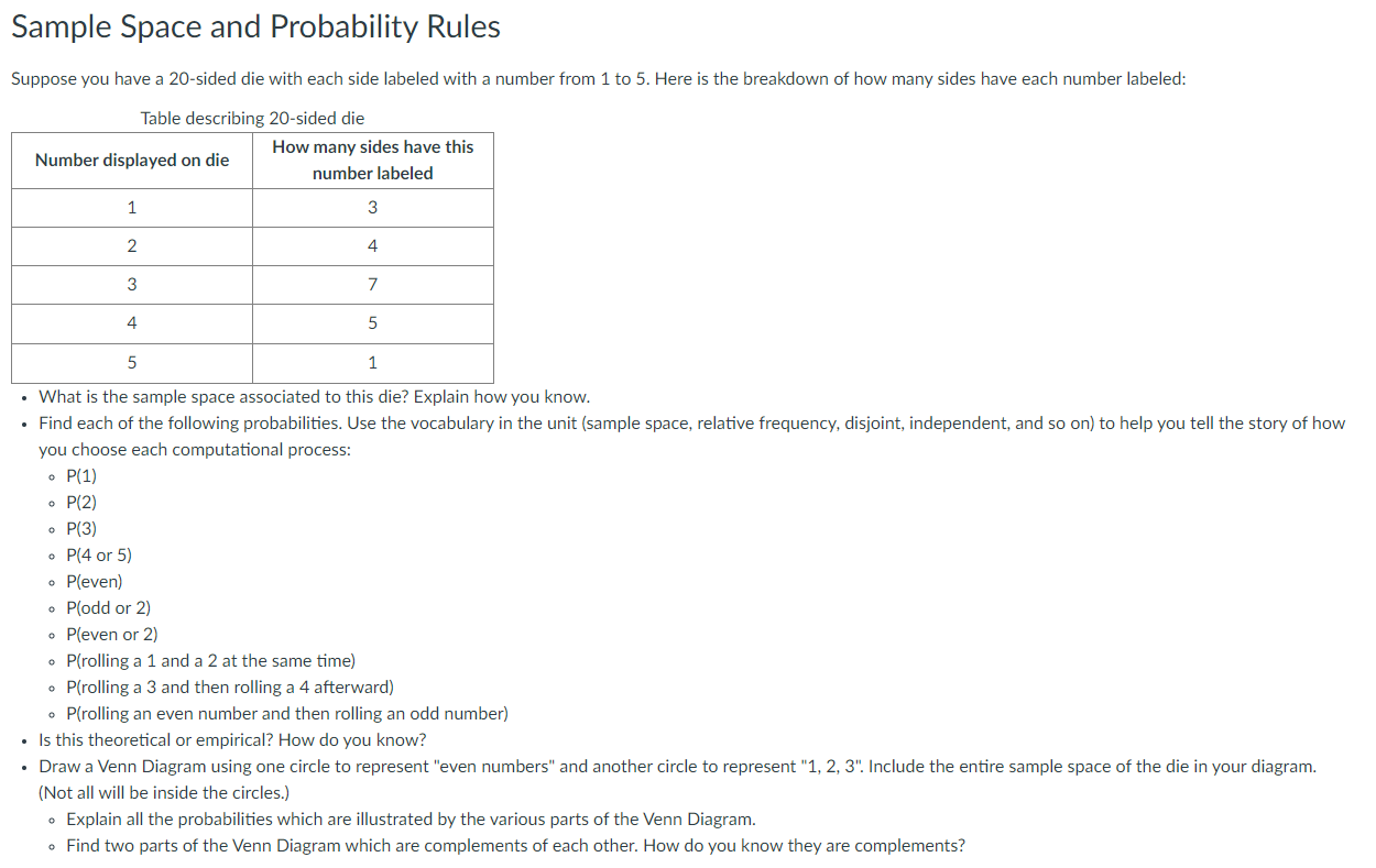 Solved Sample Space and Probability Rules Suppose you have a | Chegg.com