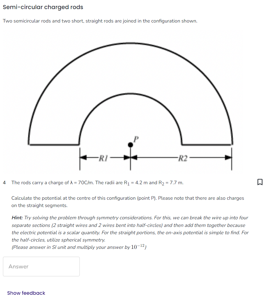 Solved Semi-circular charged rods Two semicircular rods and | Chegg.com