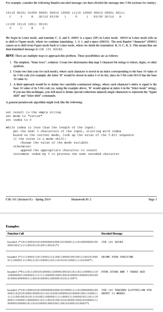 Solved Baudot Code (30 points) (Place your answer to this | Chegg.com