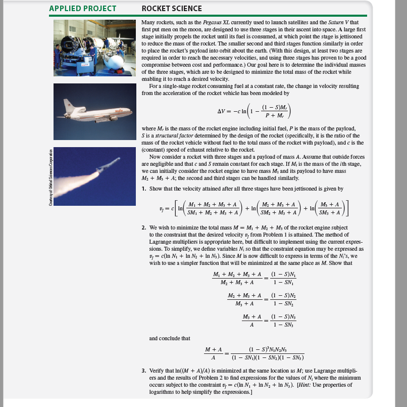 Solved APPLIED PROJECT ROCKET SCIENCE Many rockets, such as | Chegg.com