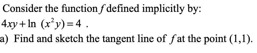 Solved Consider the function f defined implicitly by: | Chegg.com