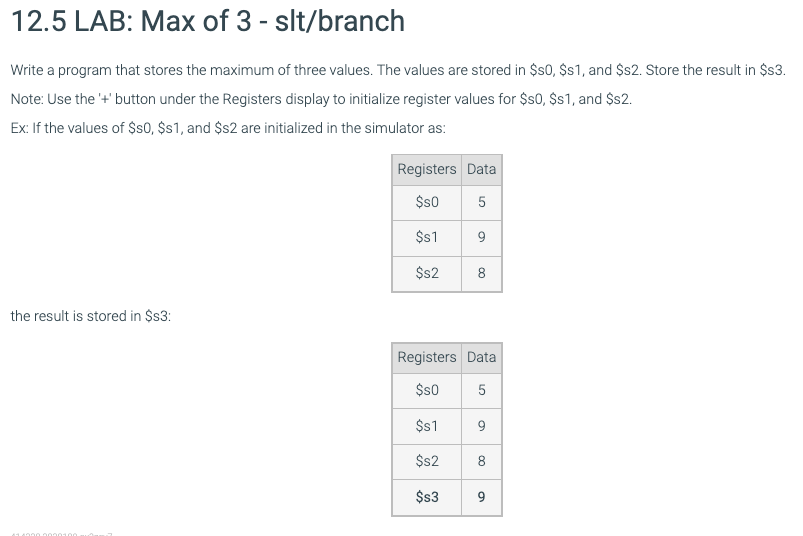 Solved 12.5 LAB: Max of 3 - slt/branch Write a program that | Chegg.com