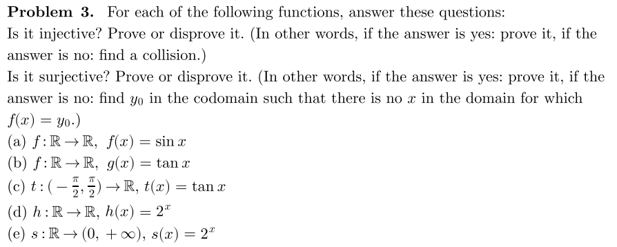 Solved Problem 3. For each of the following functions, | Chegg.com