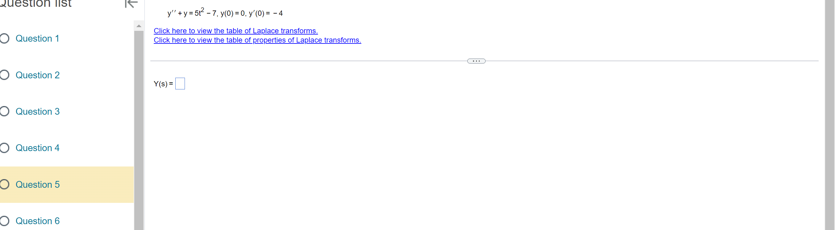 Solved Question 1 Question 2 Y(s)= Question 3 Question 4 | Chegg.com