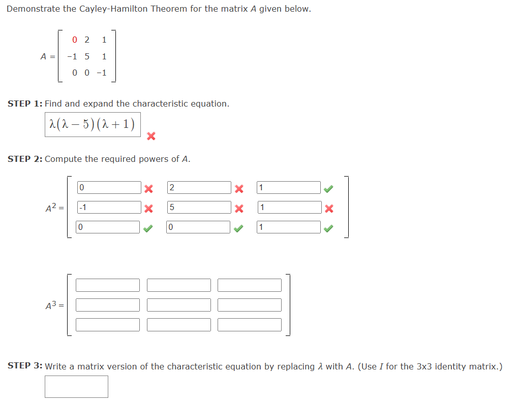 Solved Demonstrate the Cayley-Hamilton Theorem for the | Chegg.com