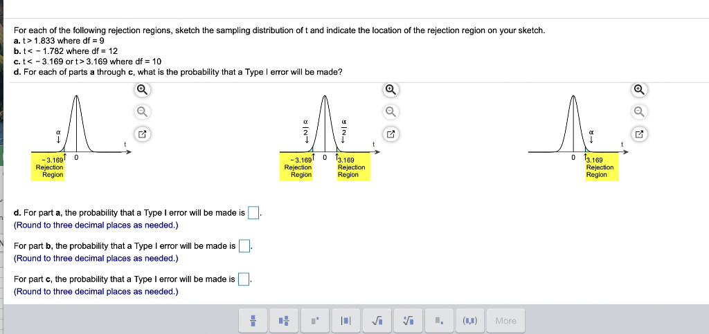 Solved For each of the following rejection regions, sketch | Chegg.com