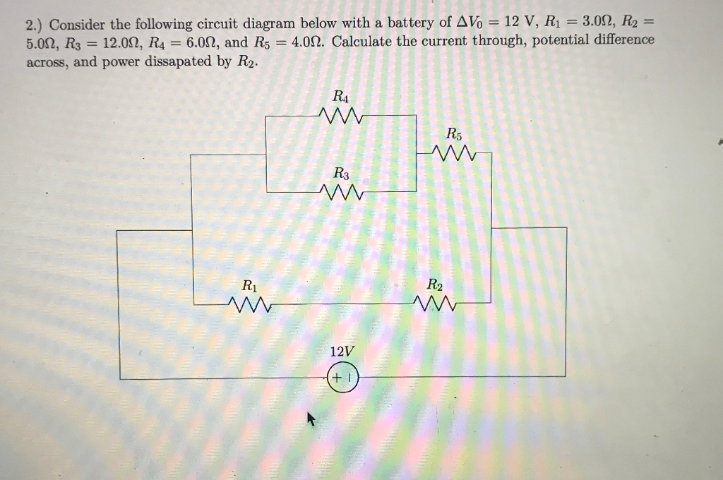 Solved 2.) Consider the following circuit diagram below with | Chegg.com