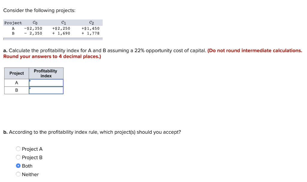 Solved Consider the following projects: Project COC A | Chegg.com