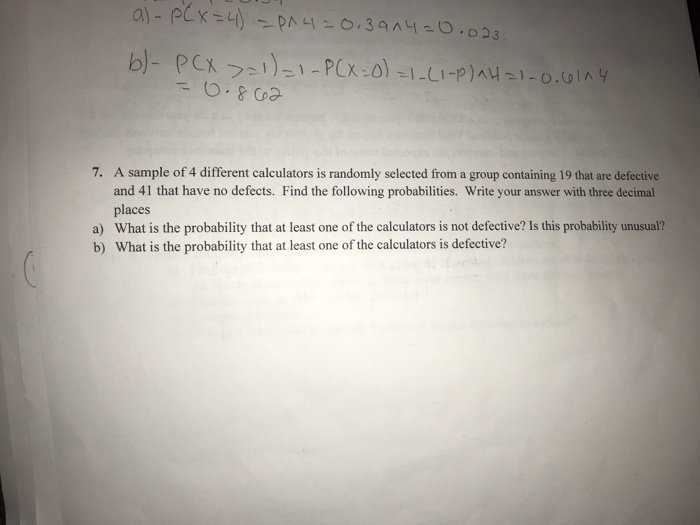 Solved A sample of 4 different calculators is randomly | Chegg.com