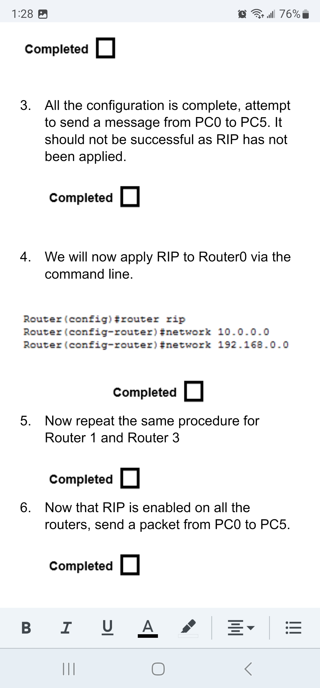 Solved 3. All the configuration is complete, attempt to send | Chegg.com