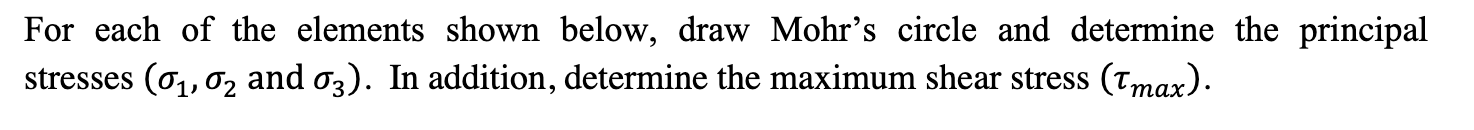 Solved For each of the elements shown below, draw Mohr's | Chegg.com
