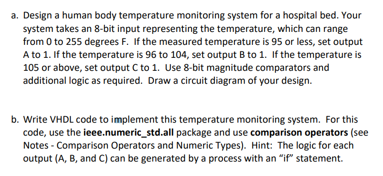 Solved a. Design a human body temperature monitoring system | Chegg.com