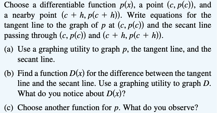 Solved Choose a differentiable function p(x), a point | Chegg.com