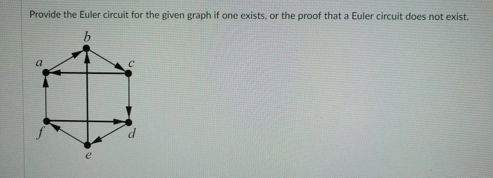 Solved Provide the Euler circuit for the given graph if one | Chegg.com