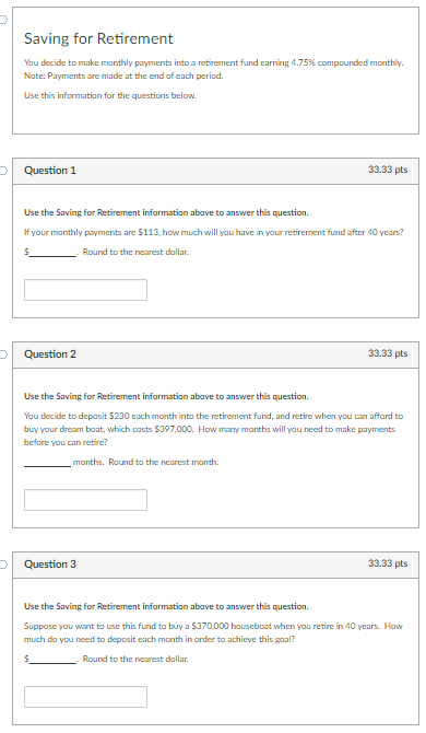 Solved Saving for Retirement You decide to make manthly | Chegg.com