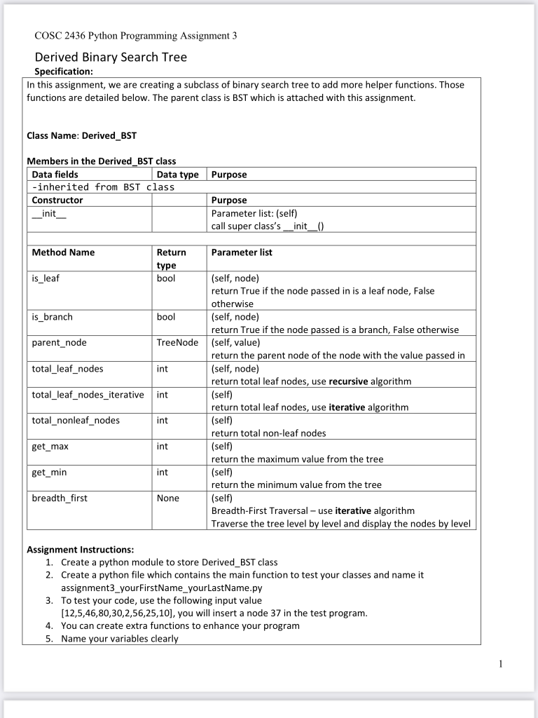 COSC 2436 Python Programming Assignment 3 Derived | Chegg.com