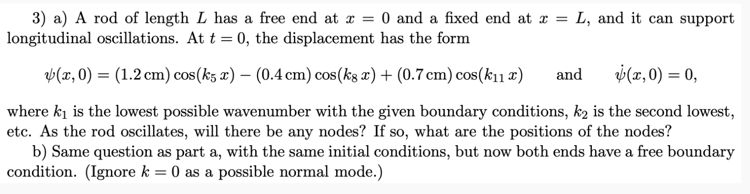 Solved aL ﻿has a free end at x=0 ﻿and a fixed end at x=L, | Chegg.com
