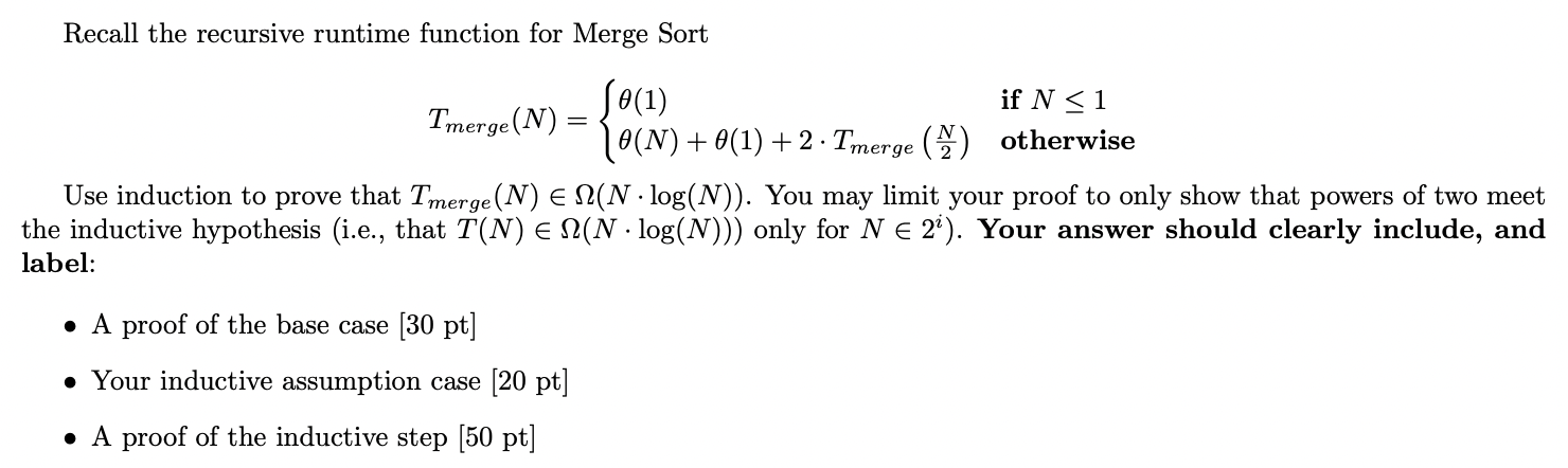 Solved Recall the recursive runtime function for Merge Sort | Chegg.com