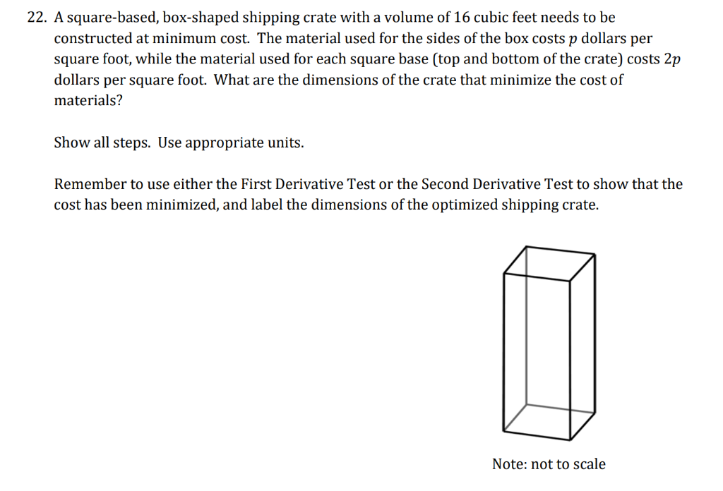 Solved 22. A square-based, box-shaped shipping crate with a | Chegg.com Solved 22. A square-based, box-shaped shipping crate with a | Chegg.com