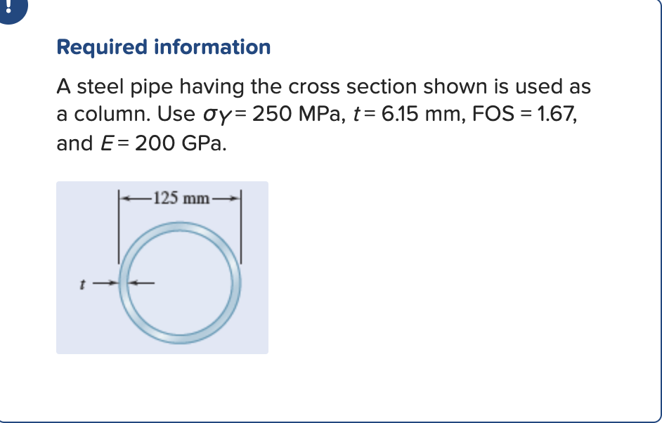 Solved A steel pipe having the cross section shown is used | Chegg.com