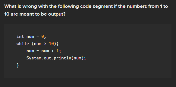 Solved What is wrong with the following code segment if the | Chegg.com