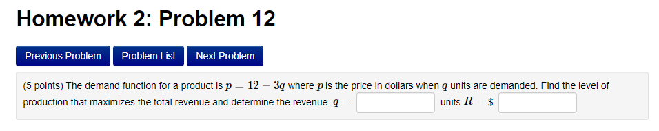 Solved Homework 2: Problem 12 Previous Problem Problem List | Chegg.com